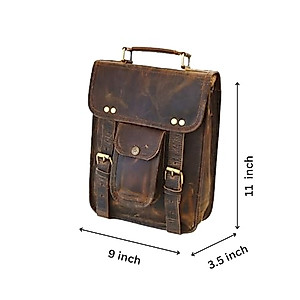 URBAN DEZIRE Men's Genuine Leather Small Messenger Satchel iPad Tablet Bag 11 inch compatible with Apple product