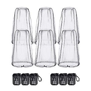 HESTYA 6 Pack Mosquito Head Net Bug Head Net Insects Mesh Head Net for Outdoor Face Neck Head Protecting, Grey