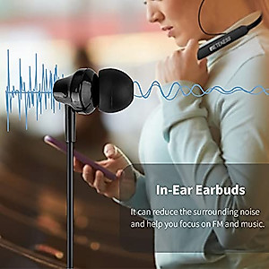 Retekess TR108 FM Radio Headphones, Radio Headset with Bluetooth, Support FM Stereo, Bluetooth Call, Rechargeable Battery and Digital Display, Suit for Walking (Neckband)