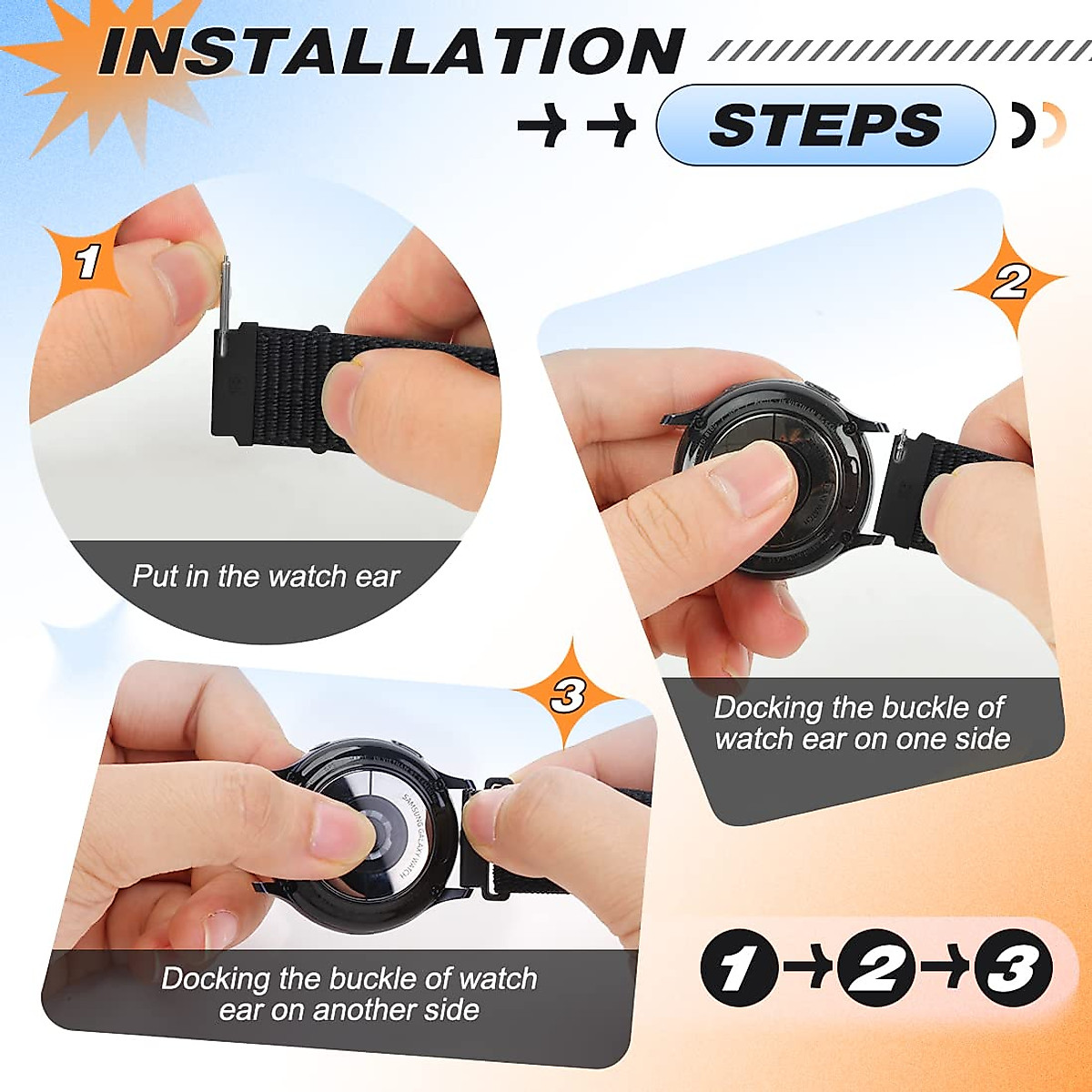 XFYELE Nylon Watch Band Compatible with Samsung Galaxy Watch 7/6/5/4/FE 40mm 44mm/Watch 6 Classic 43mm 47mm/Watch 5 Pro 45mm/Watch 4 Classic 42mm 46mm, 20mm Quick Release Replacement Sport Strap