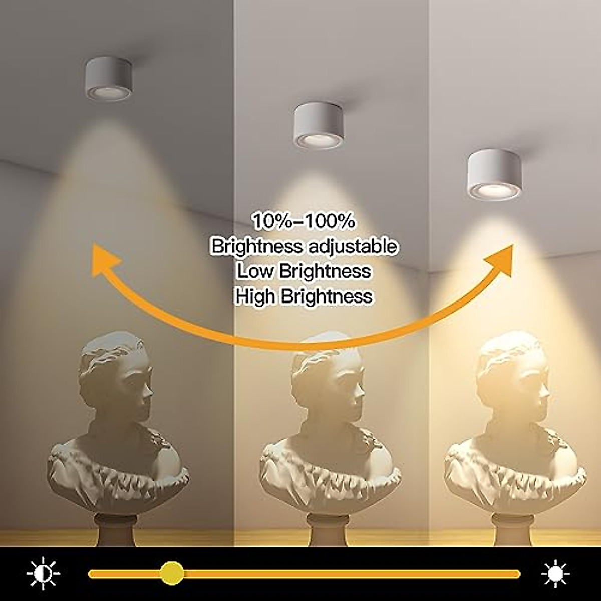 3.9" LED COB Ceiling Spotlight Indoor,7W 3000K Dimmable Warm White Directional Accent Light Fixture,White Aluminum Spot Light for Hallway Corridor Gallery Display Kitchen Living Room and Bedroom