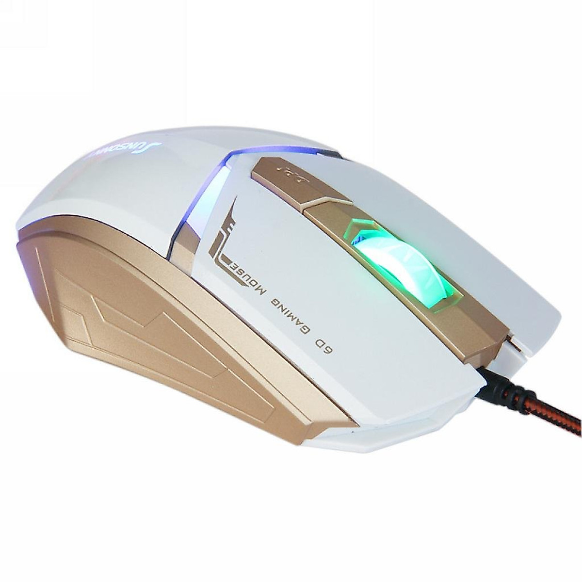 Qisan Gaming Mouse USB Wired Mouse 1600 DPI Adjustable LED Cool (Black)