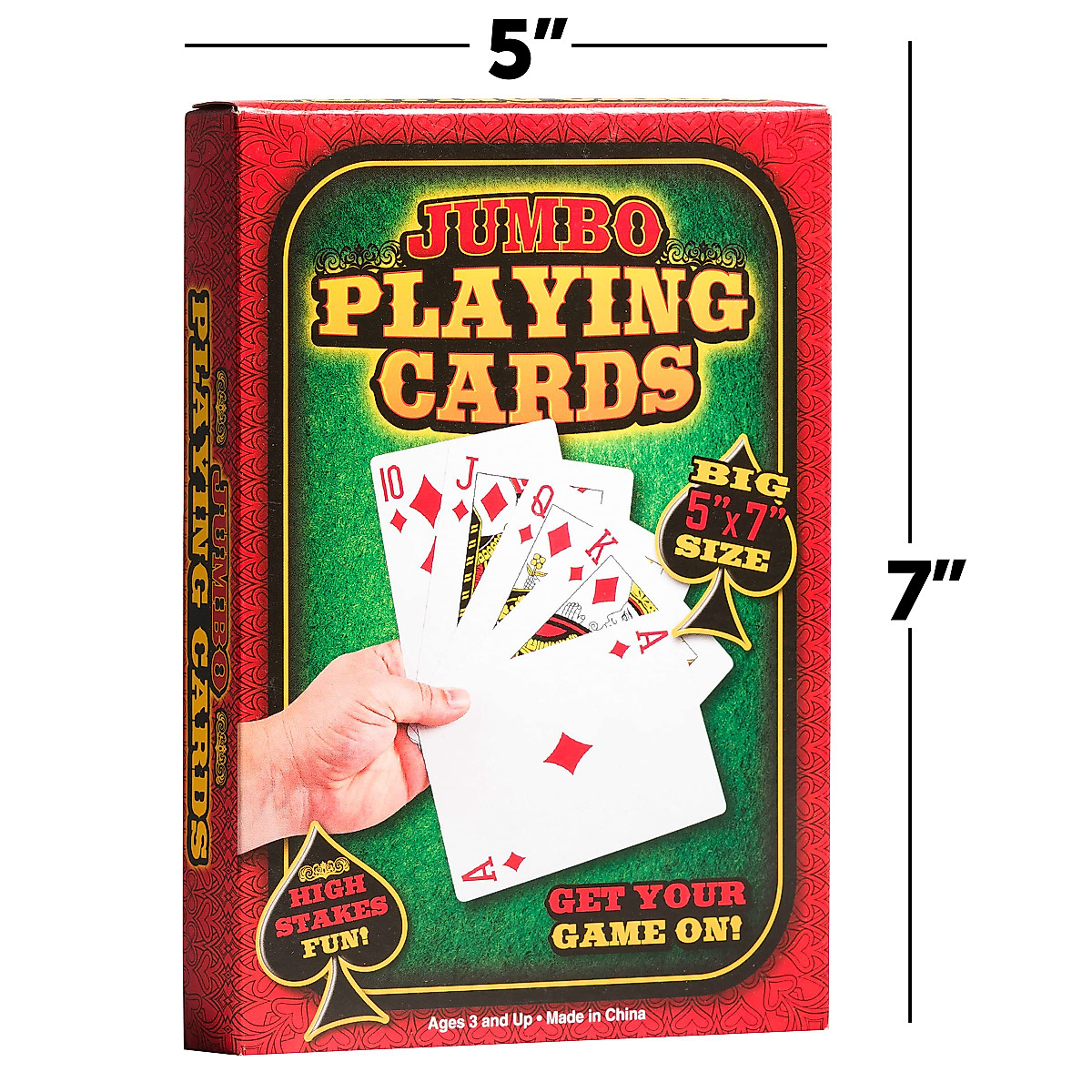 Jumbo Large Playing Cards - (3 Decks) Big 5 x 7 Inch Giant Deck of Cards Huge Playing Cards Poker Playing Cards for Casino Theme Party Decorations Game Night and Magic Supplies