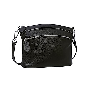 HESHE Genuine Leather Handbags for Women Crossbody Purses Shoulder Bags Designer Small Hobo and Satchel for Ladies (Black)