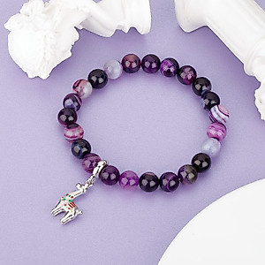 Llama Gifts for Women No Prob-Llama Bracelet,Purple Agate Beads Llama Charm,Llama Birthday Gift Alpaca Gifts for Llama Lovers (Purple llama gift)