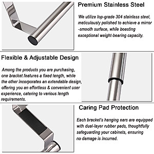 Stainless Steel Over-Cabinet Door Towel Holder (Pack of 2) - Kitchen and Bathroom Towel Rail Towel bar, Perfect for Hand or Tea Towels