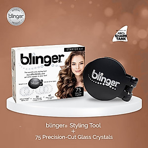 blinger Starter Kit | Women's Hair Styling Tool + 75 Precision-Cut Glass Crystals | Bling Hair in Seconds! Bedazzling Multi-Faceted Gems | Hair-Safe – Bling In Brush Out