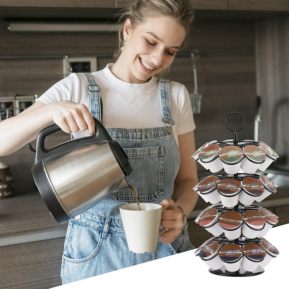 Tecbeauty Coffee Pod Holder, K Cup Holders for Counter, K Cup Carousel, Coffee Pods Storage Organizer Stand (Capacity of 36 Pods) - Rotatable