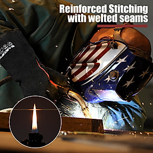 ARCCAPTAIN Leather Forge Welding Gloves, Heat/Fire Resistant 16 inches Gloves for Stick,Mig,Tig,Forge,BBQ,Grill,Fireplace,Wood Stove,Furnace,Oven,Pot