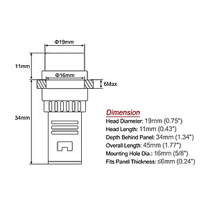 uxcell 5Pcs Red Indicator Light AC/DC 24V, 16mm Panel Mount, for Electrical Control Panel, HVAC, DIY Projects
