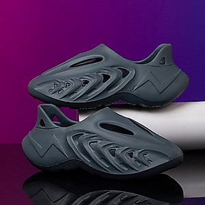 Foam Runner Hollow Walking Sneakers for Women Men Casual Cloud Slides Soft Non-Slip Water Shoes Outdoor Beach Pillow Sandals(Grey-11-11.5 Women/9.5-10 Men)