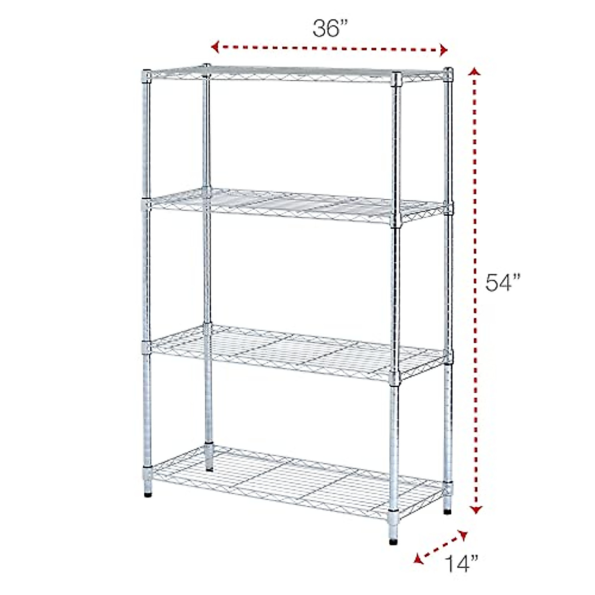Alera ALESW843614SR Residential Wire Shelving Four-Shelf 36w x 14d x 54h Silver