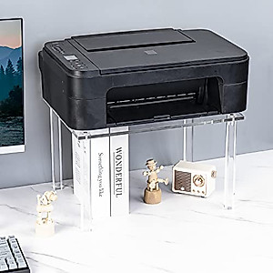 HMYHUM Acrylic Printer Stand - Small Desktop Printer Table for Office & Home, 15.75 x 11.81 x 9.33 inches, Clear