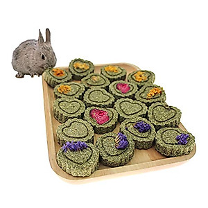 36 Pcs Bunny Chew Toys,Natural Organic Timothy Hay Handmade Grass Cakes Molar Snacks Treats for Bunny Chinchilla Guinea Pig Dwarf Rabbit Improves Teeth Health