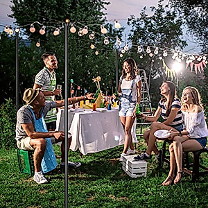 Walensee String Light Poles with Hook Outdoor Metal Lighting Pole for Hanging String Lights for Garden Party 9.4FT Lights Hanger with 5-Prong Fork Steel Stand Holder for Patio Christmas Wedding 2 Pack