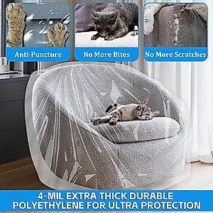 TRINKA 2 PCS Plastic Furniture Covers for Storage, 4 MIL Thick Heavy Duty Dust-Proof Moving Bags, 65 x 43 x 35 Inches Extra Large Waterproof & Clear Chair Cover Protectors for Armchairs and Recliners
