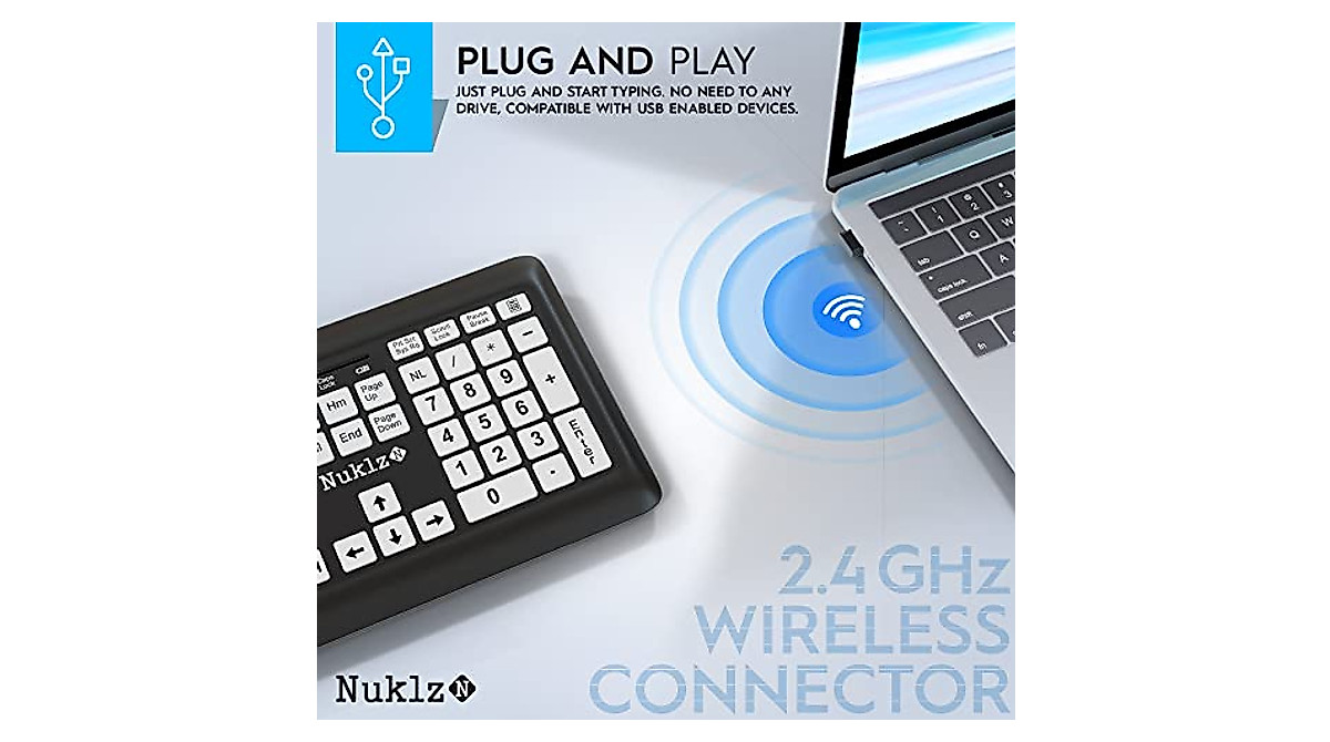 Nuklz N Magnus 325 Wireless Keyboard - Ideal for Seniors