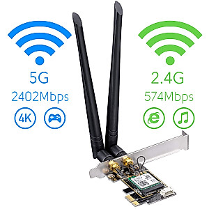 Cudy New AX3000 Wireless WiFi 6 PCIe Card for PC, Bluetooth 5.2, AX200, 3000Mbps WiFi 6 Speed, Bluetooth 5.2/5/4.2/4.0, 802.11ax/ac/a/b/g/n, Windows 11, 10, WE3000 V2