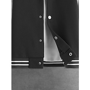 SOLY HUX Boy's Varsity Jacket Letter Star Print Long Sleeve Color Block Baseball Bomber Jacket Coat Black and White Print 11-12Y