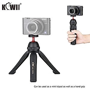 Cell Phone Tripod Mount Camera Grip with Detachable Bluetooth Shutter Remote Control + Vlog Mini Tabletop Tripod with Handgrip for Compact Mirrorless DSLR Camera Selfie Stick