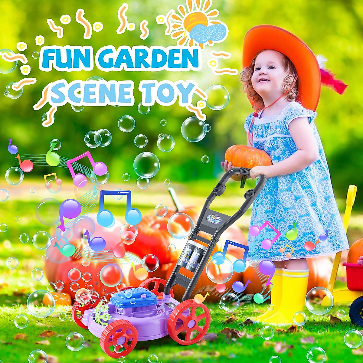 Bubble Lawn Mower for Toddlers, Girls Toys Music Bubble Machine, Outdoor Outside Garden Toys, First Birthday Toys Gifts for Baby Age 1 2 3 4 Year Old Boys Girls