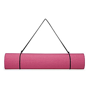 Gaiam Essentials Premium Yoga Mat with Yoga Mat Carrier Sling, Pink, 72 InchL x 24 InchW x 1/4 Inch Thick