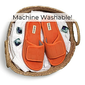 Dearfoams Men's Adjustable Indoor/Outdoor Memory Foam Machine Washable Summer Slide Slipper, Mandarin, 9-10