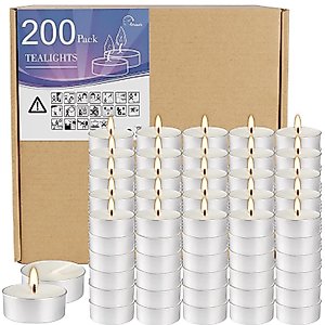Bulk 200 Pack Tealight Candles, 4 Hour Burn Time,Dinner Candle Set with Cotton Wick,Perfect for Anniversaries Decorative Events and More,White…