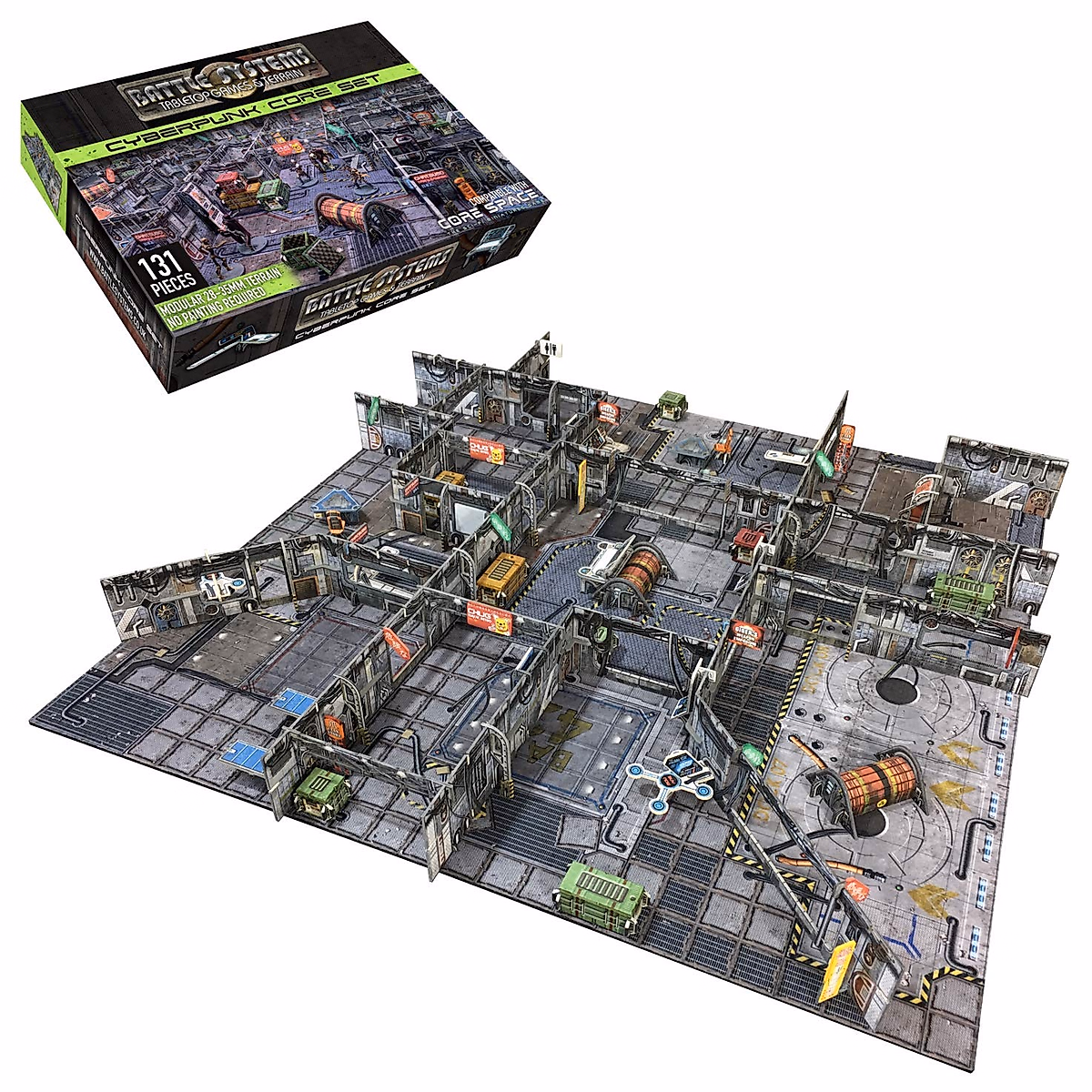 Battle Systems Sci-fi Terrain Cyberpunk Core Set - 28-35mm RPG/Wargames / 40k Necromunda Card Scenery