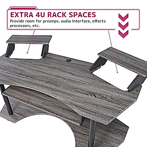 Acme Furniture Eleazar Music Recording Studio Desk, Black Oak