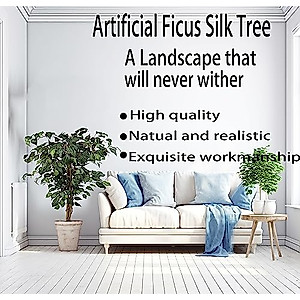 VIGGDA Artificial Ficus Trees 4ft（2pack） with Silk Leaves and Natural Trunk, Faux Ficus Tree with Sturdy Plastic Nursery Pot, Fake Ficus Tree for Office Home Farmhouse for Indoor Outdoor Decor