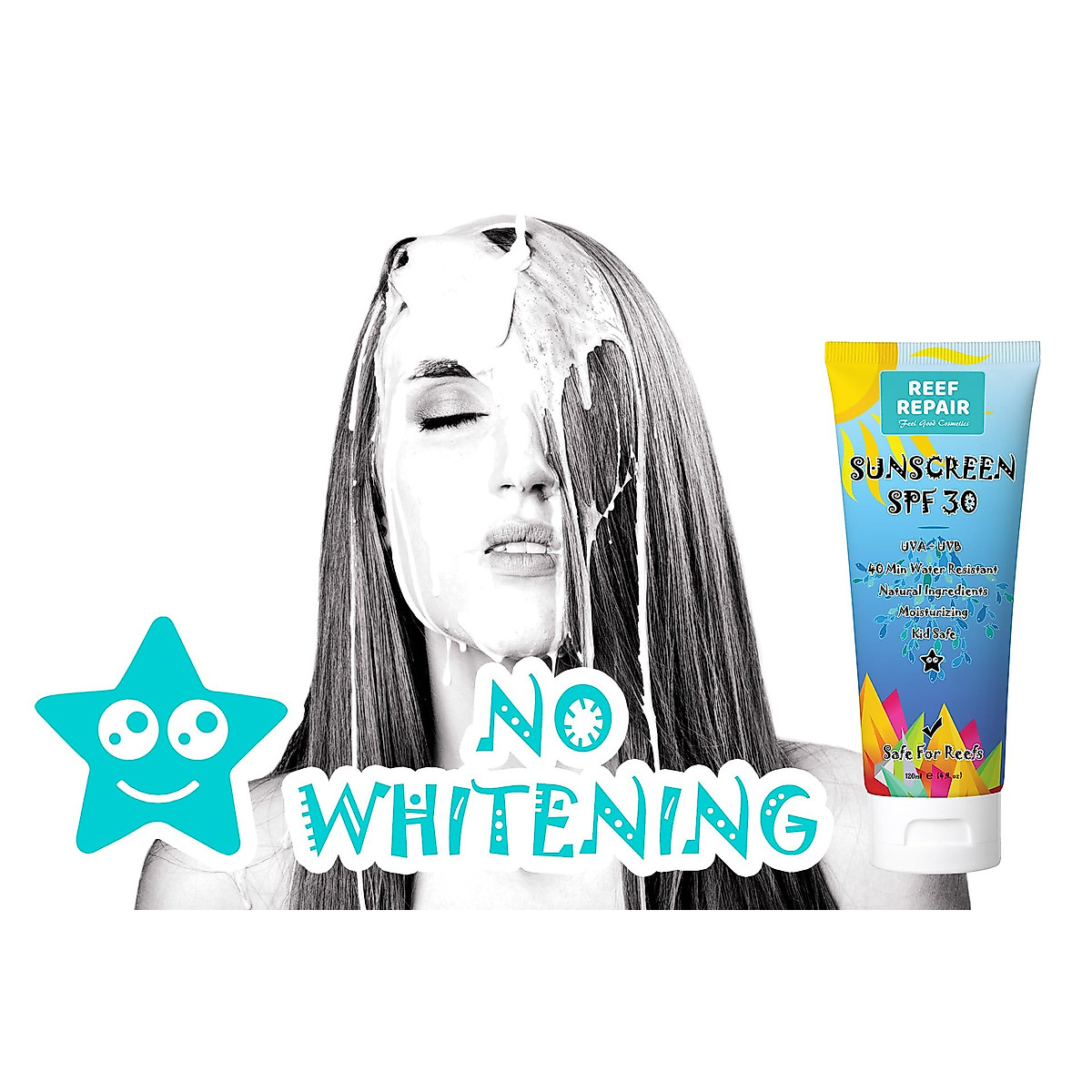 Reef Safe Sunscreen SPF 30+ All Natural, Water Resistant, Moisturizing, Biodegradable, Broad Spectrum UVA/UVB Coral Friendly Mineral Suncream from Reef Repair 4 fl. Oz