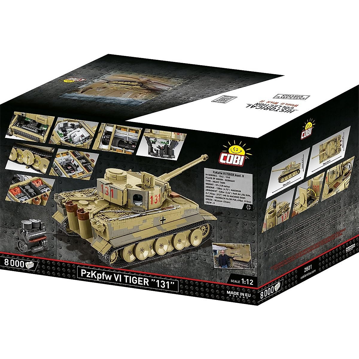 BRICKCOMPLETE COBI 2801 Panzerkampfwagen VI Tiger 131 Executive Edition, 8000 Pieces, 1:12 Scale, Extra Large Model Kit for Older Children & Adults
