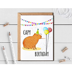 EruditeGifts Greeting Card - Funny Capy Birthday Card - Capybara Themed Card for Friends