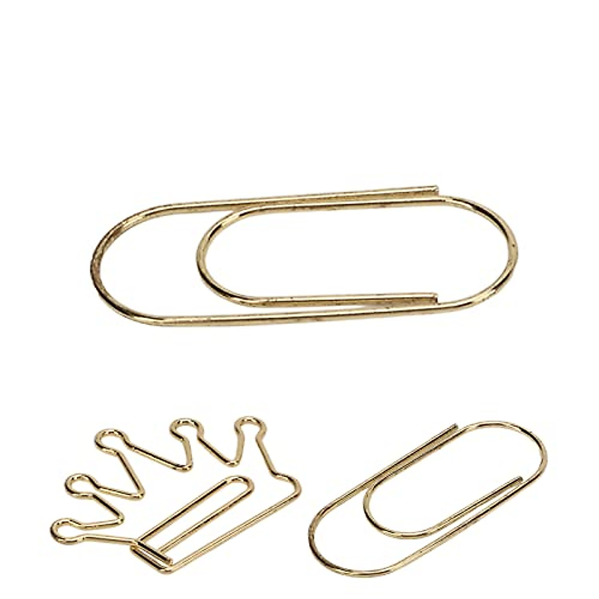 100Pcs Cute Paper Clips Bookmark Marking Document Organizing Clip Electroplating Process Gold Paper Clips for Home(Crown Modeling)