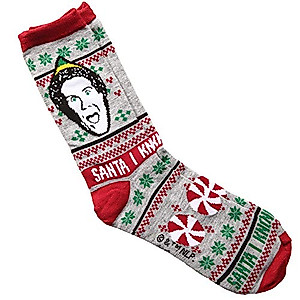 Elf Santa! I know him! Ugly Sweater Adult Crew Socks