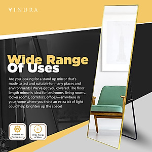 VENERA Floor & Full Length Mirrors - Sturdy Full Length Body Mirror - White Aluminum Framed Full Length Mirror with Stand for Bedroom - 65” Modern and Tall Bedroom Mirror with Stand