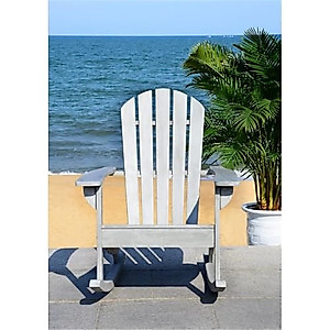 SAFAVIEH PAT7042A Outdoor Collection Brizio Teak Rocking Adirondack Chair