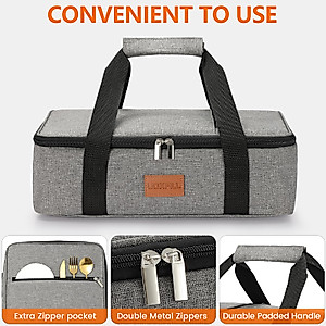 Uoxfill Lunch Bag Insulated Thermal Food Carrier Insulated Casserole Carrier for Hot or Cold Food,Insulated Tote Bag for Potluck Cookouts Parties Picnic, Lasagna Lugger,Fits 9"x13" Baking Pan,Gray