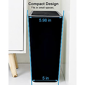 PHOJEWI Small Bathroom Trash Can with Lid, 2 Packs 2 Gallon Dog Proof Trash Can Black Wastebasket Slim Plastic Trash Can for Bedroom Office Kitchen Garbage Can