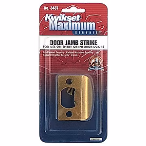 Kwikset 3437-01 5 CP STRK, SQ CNR FULL LIP Square Corner Strike Plate, Antique Brass