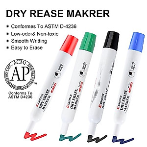 Comix Dry Erase Set with 16 Chisel Tip Dry Erase Markers, 8.5 Fl Oz Cleaner & Magnetic Eraser, Office and School Supplies for Whiteboards, Calendar
