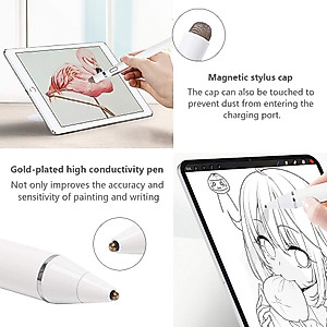 MENKARWHY Active Stylus Pen for Touch Screens, Digital Pencil Pen Fine Point Stylish Pencil Compatible with iPhone iPad Pro Air Mini Android and Other Tablets (White) E8910BJ