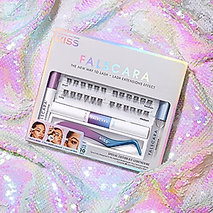 KISS Falscara False Eyelash Special Edition Starter Kit with Overnighter, Bond & Seal, Applicator, Remover, & 24 Lengthening Lash Wisps