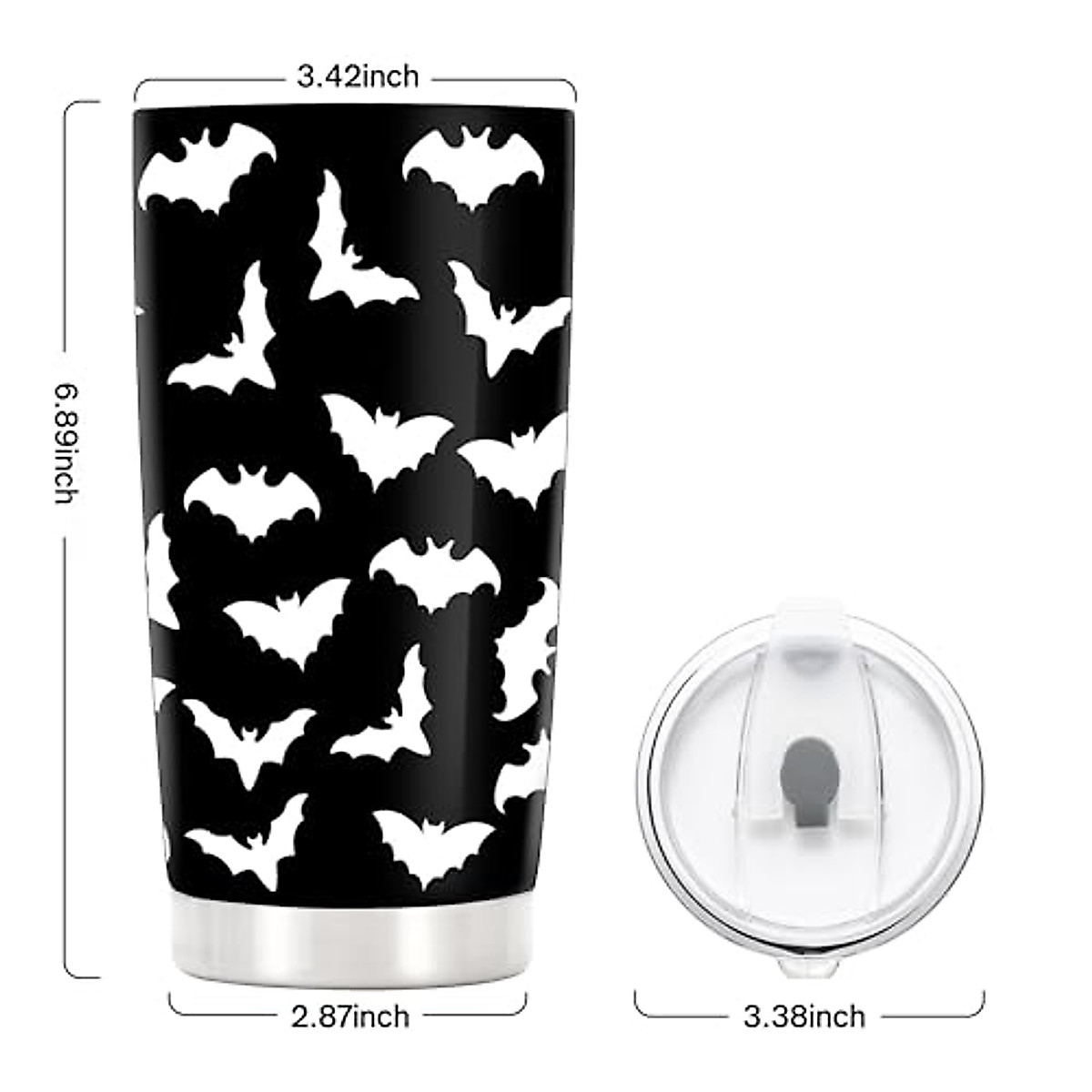 KERAOO Halloween Tumbler 20oz, Horror Tumbler, Gift for Men Women, Halloween Mug, Halloween Cup, Halloween Decoration (Bats), 6.89 inches x 3.42 inches x 2.87 inches