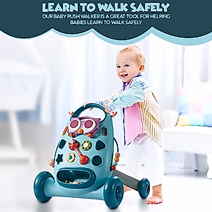 RushFo Interactive Baby Push Walker with Locking Wheels and Speed Control Features, Safe & Stable Design, Sit to Stand Walker, Best Gift for Christmas, Birthday & Special Occasion