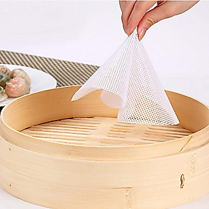 Stohua 5 pcs Non Stick Silicone Steamer Liners Mesh Mat Round Pad for Bamboo Steamer, Reusable,Flexible-11" Diameter
