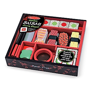 Melissa & Doug Sushi Slicing Play Food Set - Pretend Play Kitchen Toys, Wooden Sushi Food For Play, Pretend Sushi For Kids Ages 3+