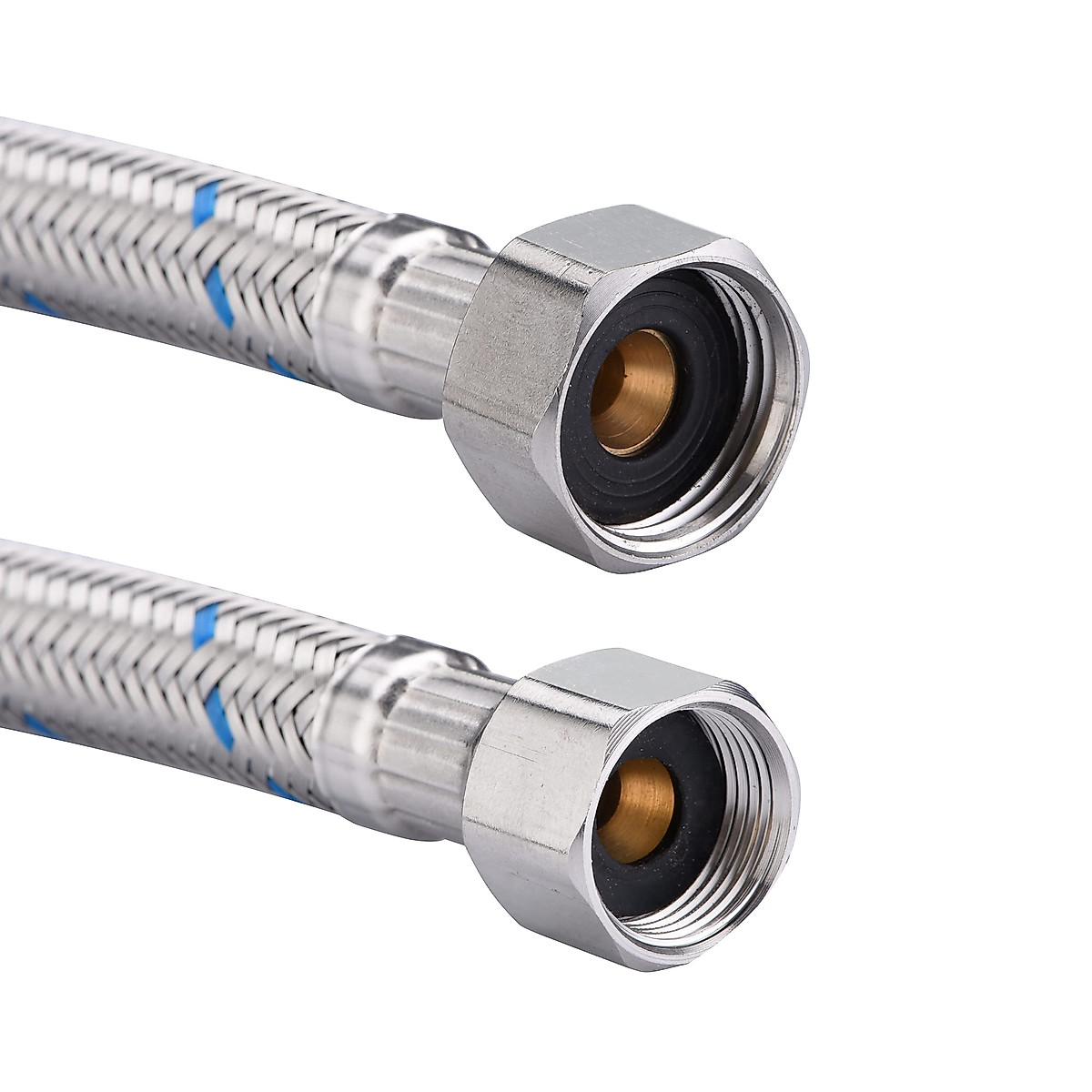 sumerain 48 Inch Length Faucet Flexible Hose 1/2-inch FIP x 3/8-inch Compression Braided Stainless Steel Supply Lines for Bathroom Faucet, Pack of 2