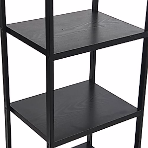 Household Essentials 5 Shelf Free Standing Book Case, Black Oak Finish